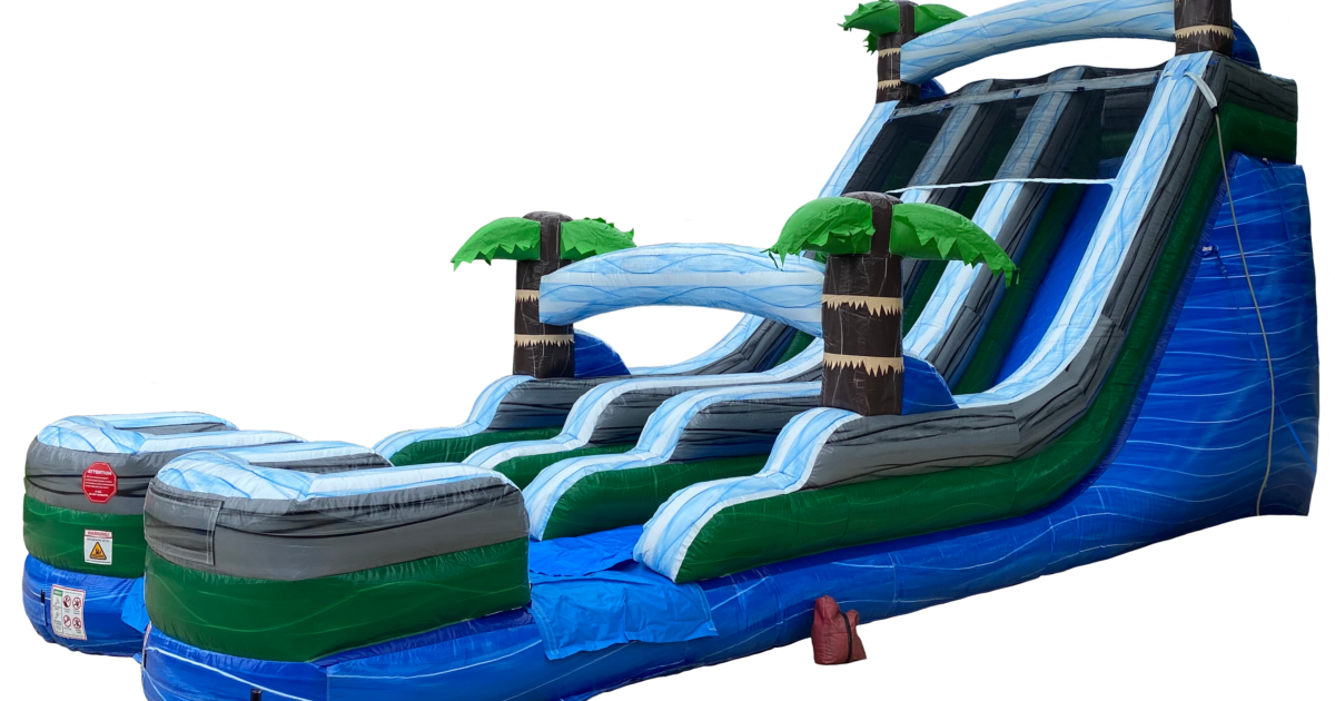 18 Ft Dual Lane Tropical Water Slide | Jazzy Jumpers